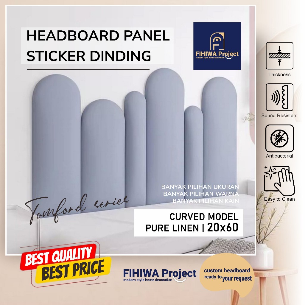 Jual Fihiwa – Headboard Dinding Bludru 20x60 Model Cupcake Curved ...