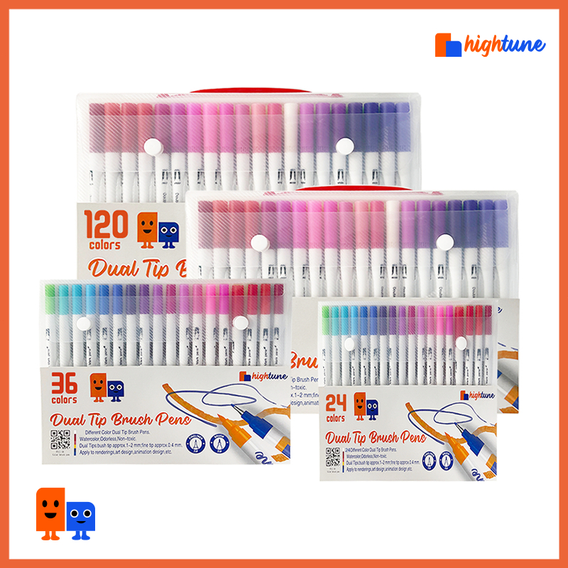 Jual Hightune Spidol Warna Set 12/36/60/80/100/120 Spidol Brush Pen 2 ...