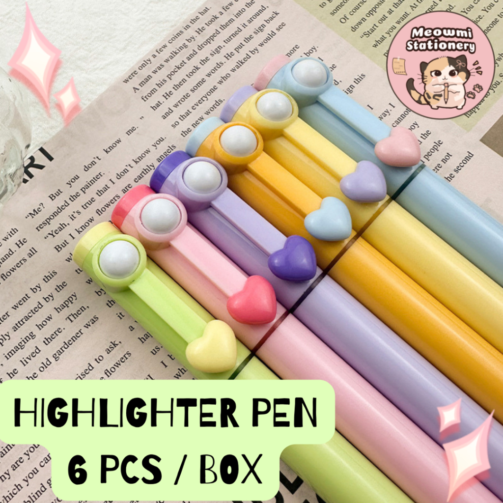 Jual Set 6Pcs Highlighter Stabilo Warna Warni Motif Love Unik Lucu ...