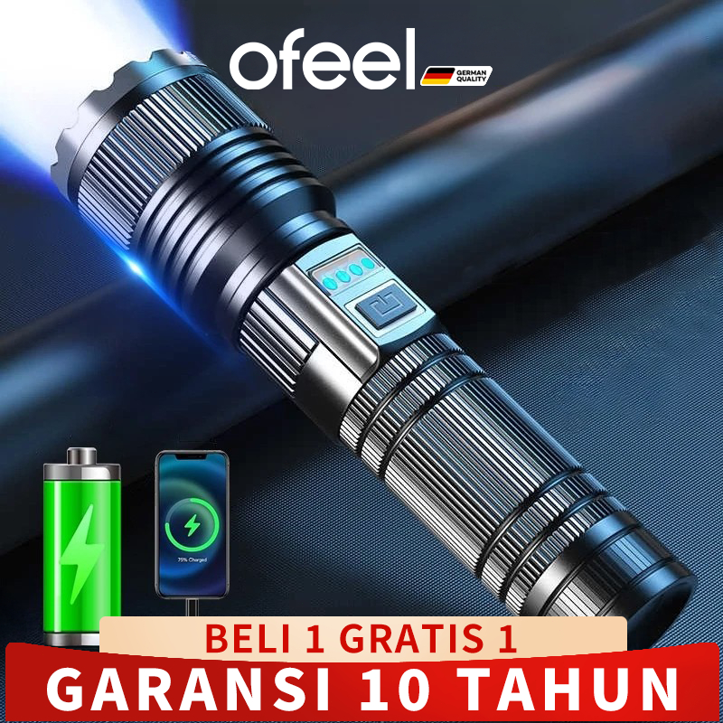 Jual OFEEL senter zoom senter swat bohlam light USB led terang tahan ...
