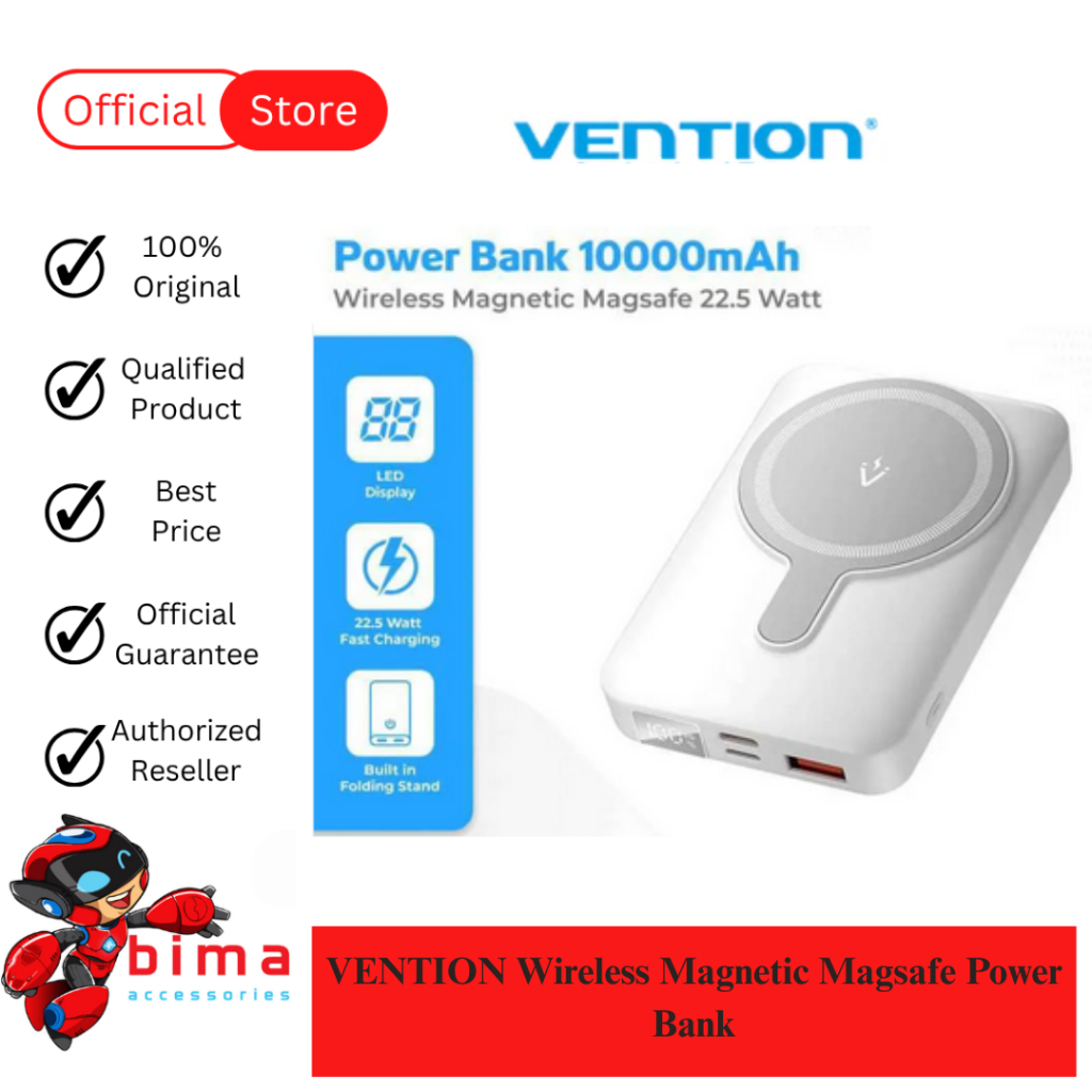 Jual VENTION 10000mAh Fast Charging 22.5W with LED Display Wireless ...
