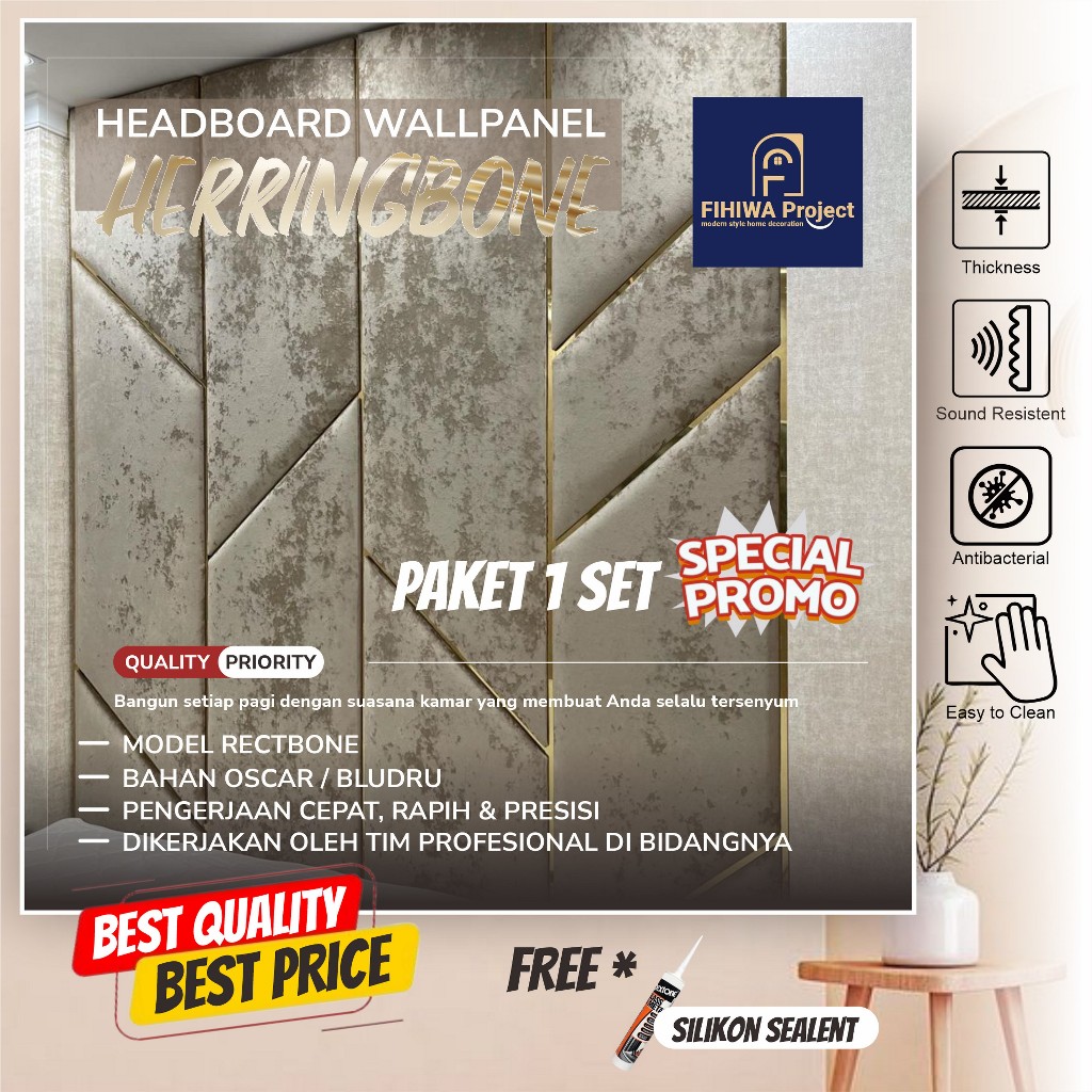 Jual Fihiwa - Headboard Panel Custom Set Rectangle 200x265cm ...