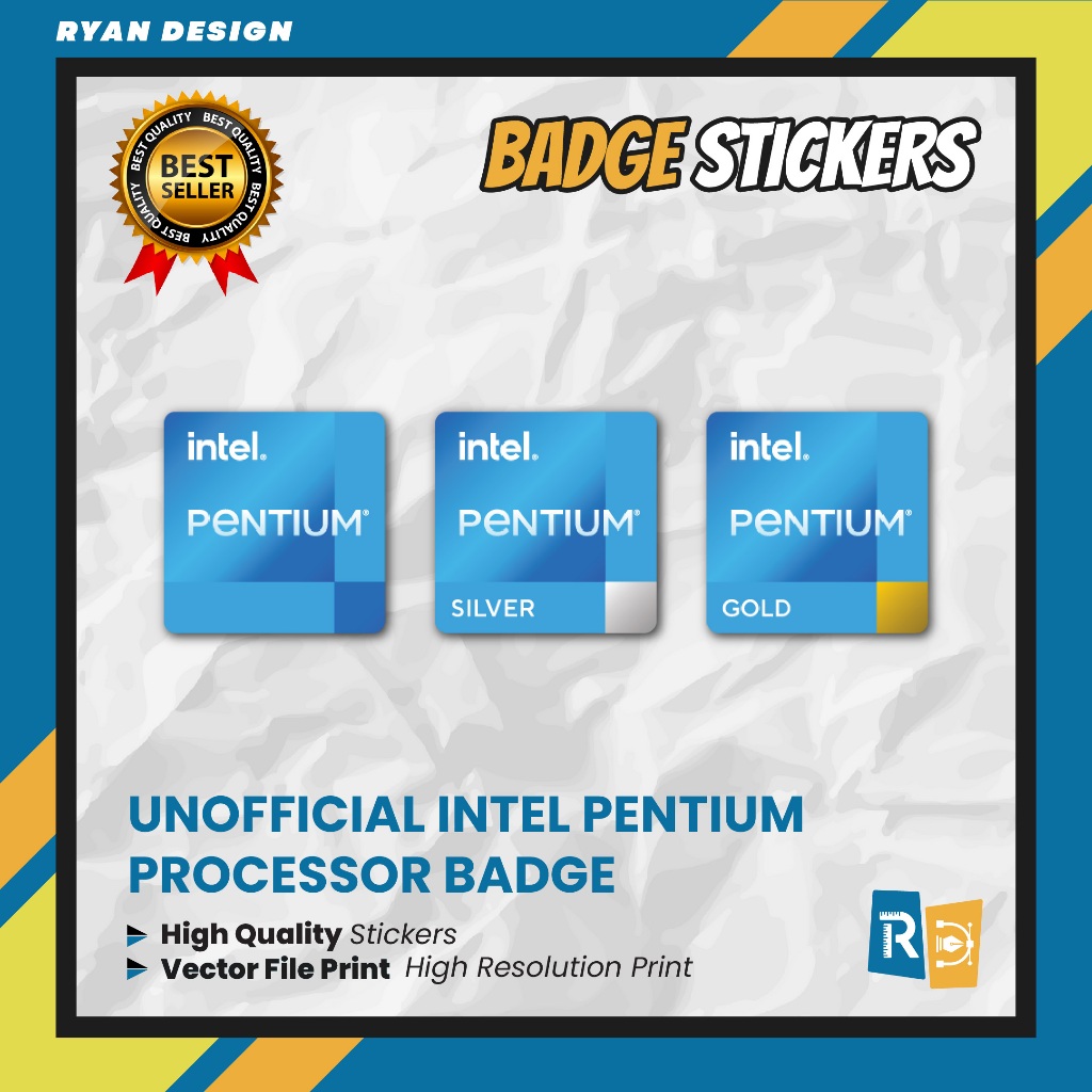 Jual Sticker Logo Intel Pentium Silver Pentium Gold Sticker Badge ...