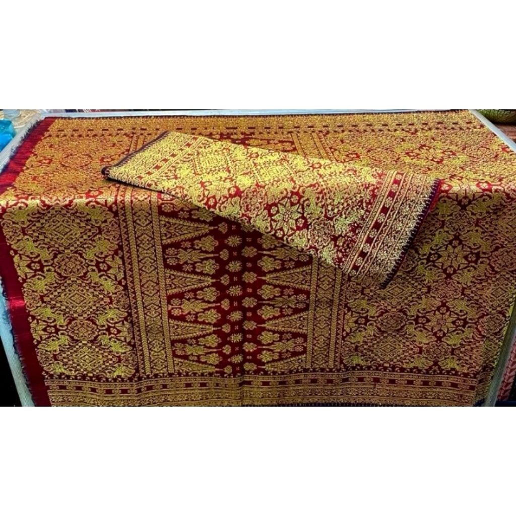Jual songket lepus maron gold / songket palembang asli tenun tangan | Shopee Indonesia