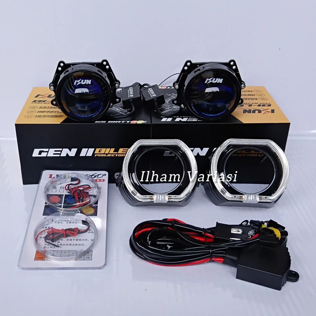 Jual SEPASANB PAKET HEMAT LAMPU UTAMA HEADLAMP PROJECTOR BILED ISUN GEN ...