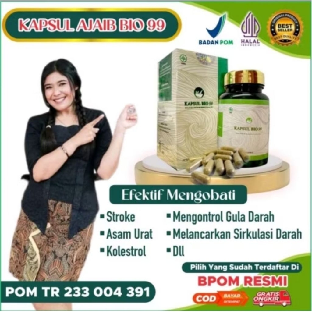 Jual KAPSUL BIO 99 BPOM ASLI OBAT HERBAL NYERI SENDI ASAM URAT AJAIB ...