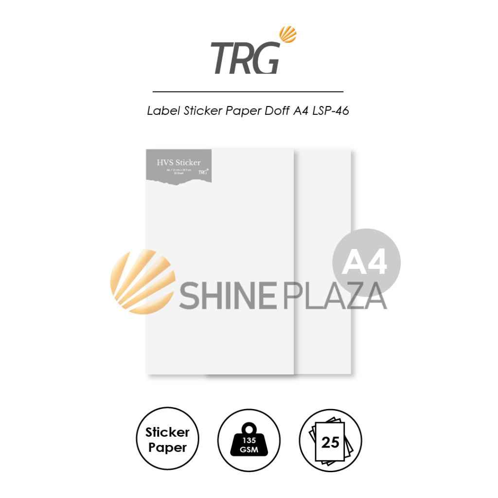 Jual TRG Label Sticker Paper LSP-46 - Kertas Stiker HVS Putih Doff A4 1 Pak Isi 25 Lembar TRG ...