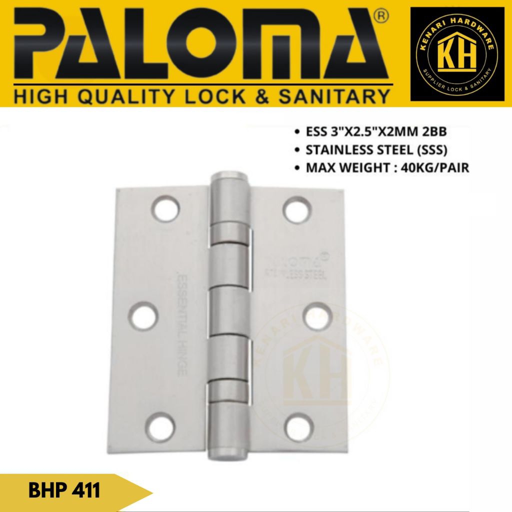 Jual Paloma BHP 411 Engsel Jendela 3"x2,5"x2mm 2BB Hinge Kupu Butt Plat ...