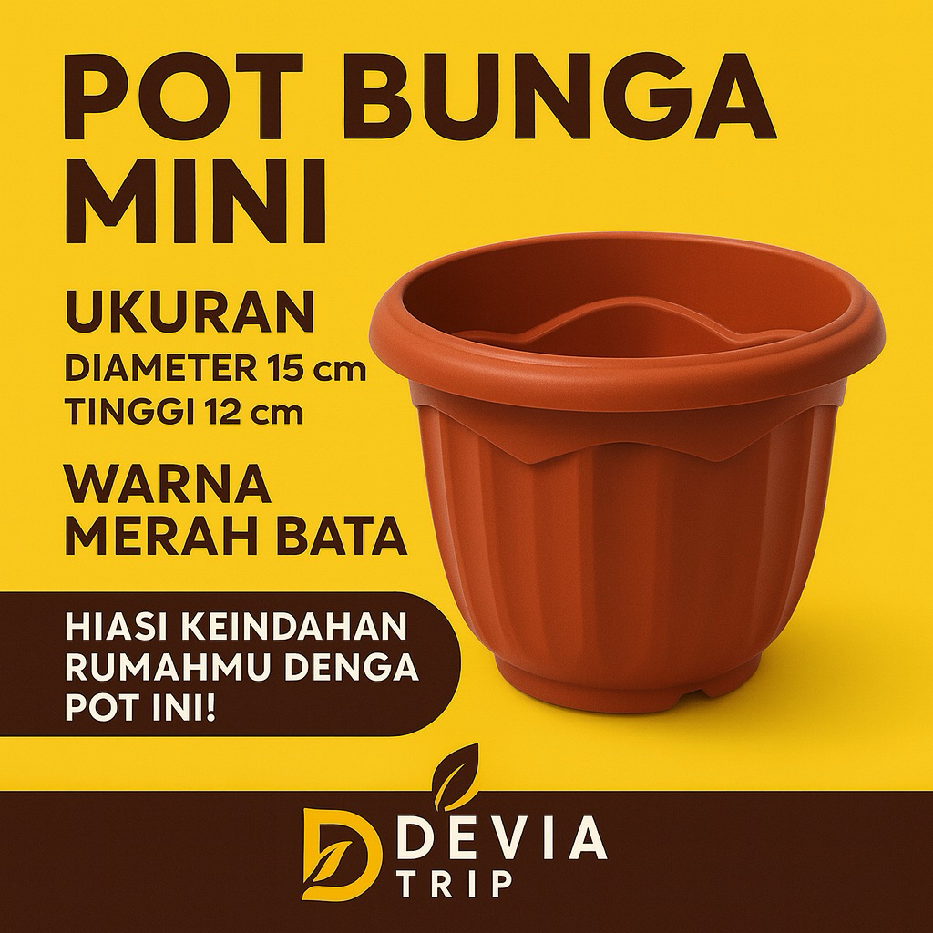 Jual Pot Bunga Merah Bata 15 cm JD / Pot Bunga Mini Plastik 15cm ...
