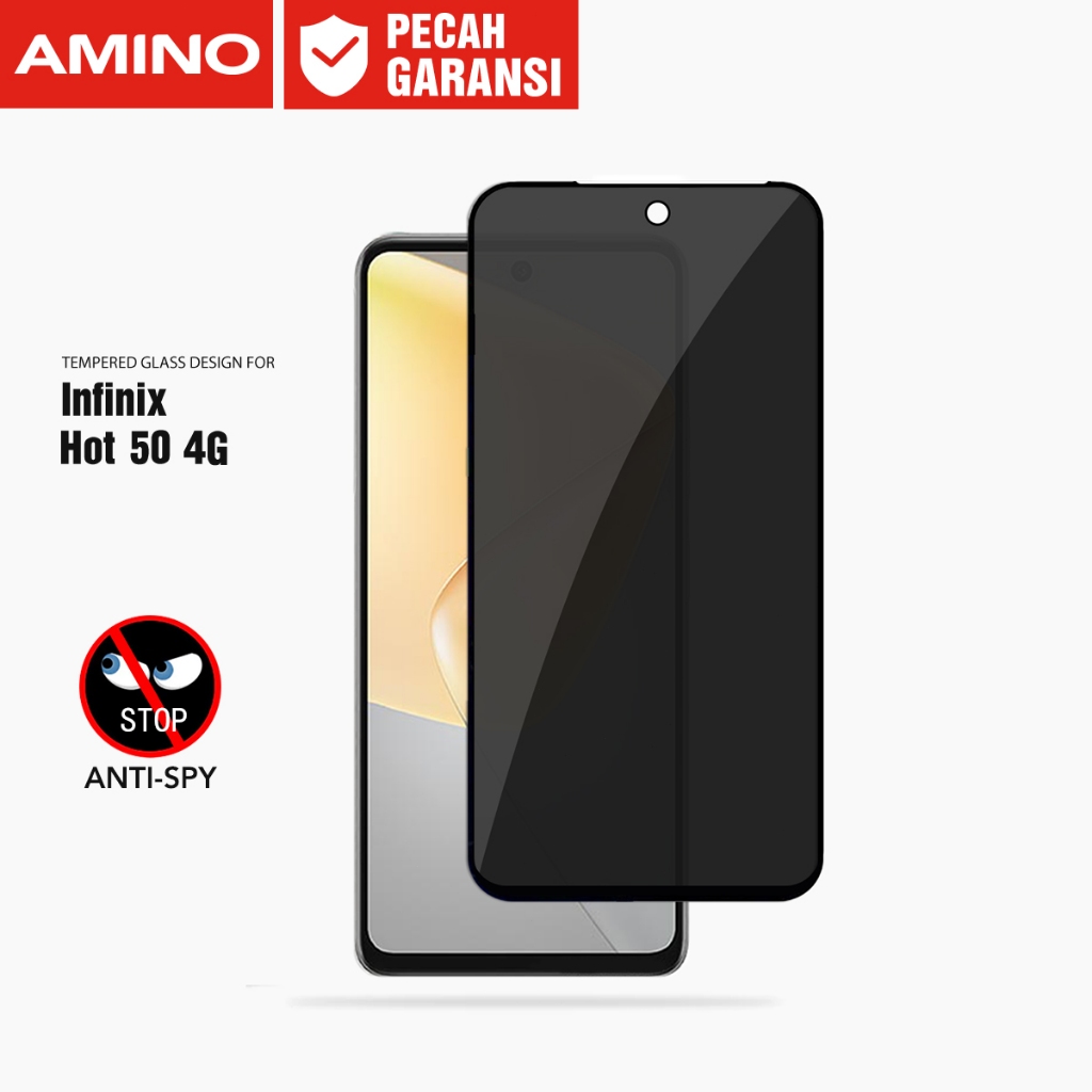 Jual AMINO Anti Spy Tempered Glass Untuk Infinix Hot 50 4G Fullcover ...