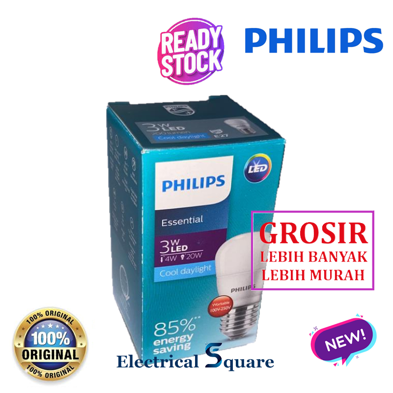 Jual (GROSIR) Lampu Philips LED Essential 3 Watt Putih - LED Ess 3W ...