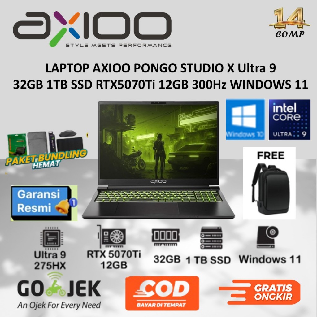 Jual LAPTOP AXIOO PONGO STUDIO X Ultra 9 32GB 1TB SSD RTX5070Ti 12GB ...