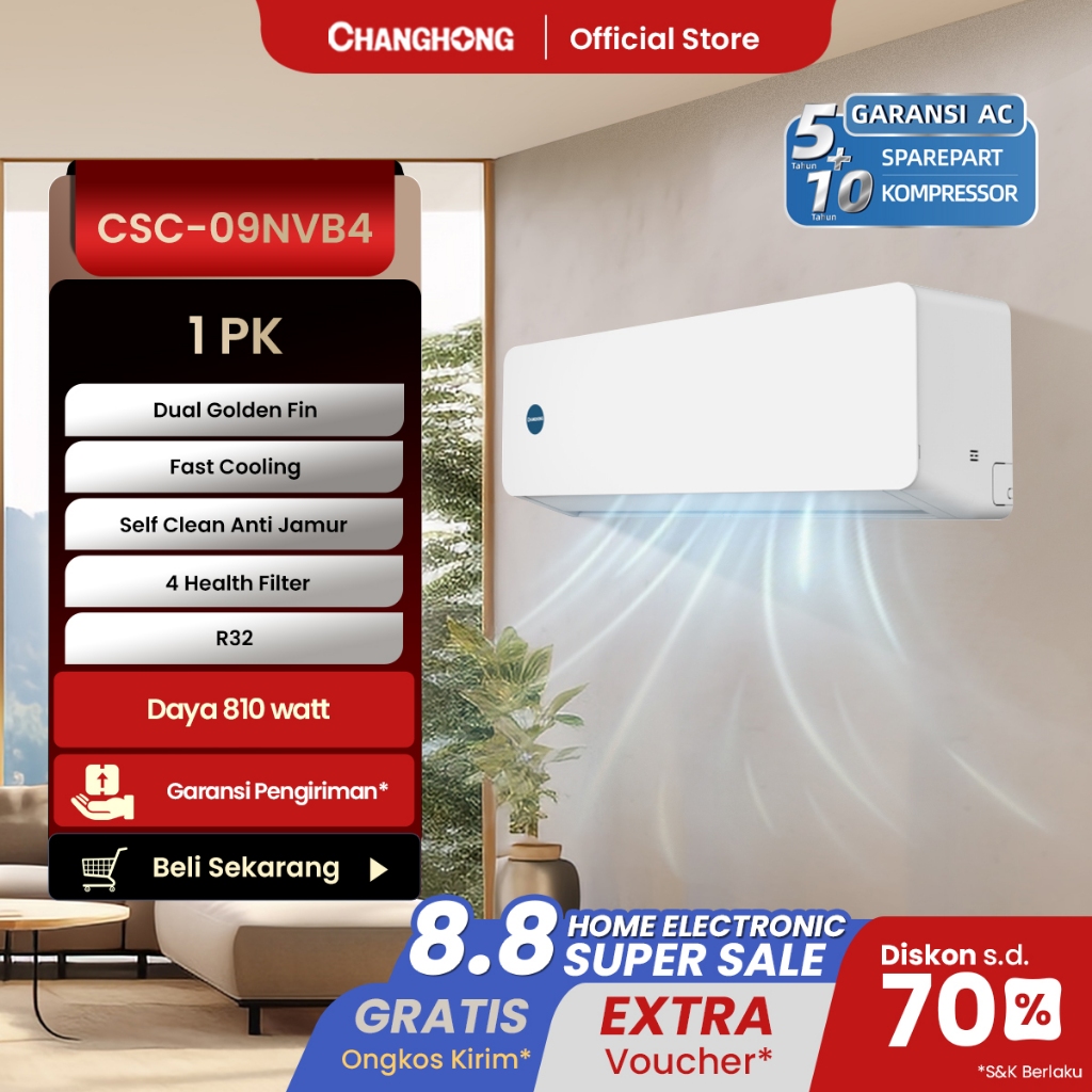 Jual Changhong AC Split 1PK STANDARD R32 - CSC-09NVB4 | Shopee Indonesia