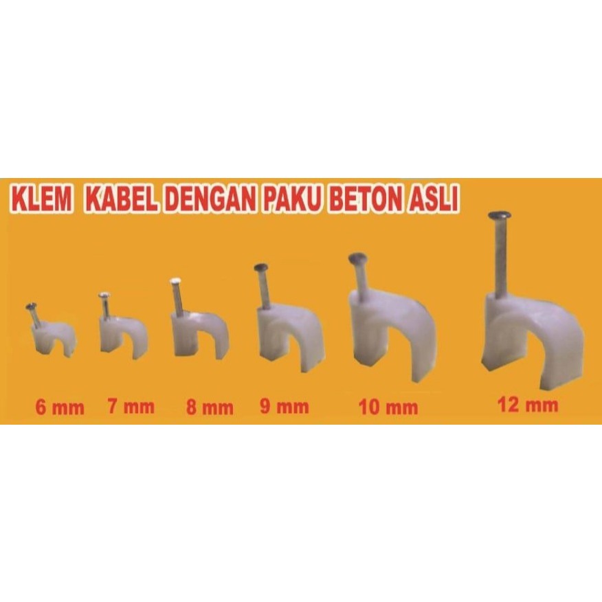 Jual Klem Kabel Paku Beton ASLI 6mm 7mm 9mm 10mm termurah | Shopee ...