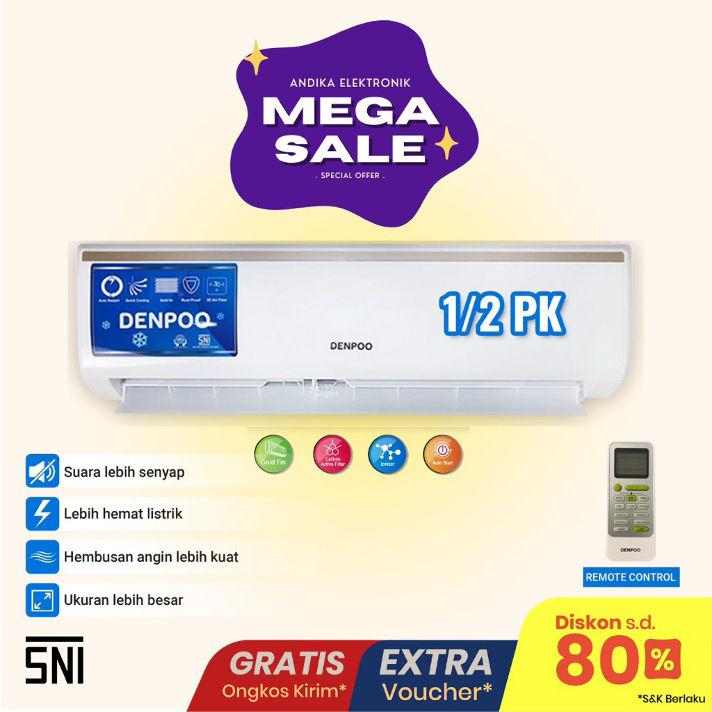 Jual DENPOO AC SPLIT 1/2 PK DDS 05 CTL LOW WATT R 32 | Shopee Indonesia