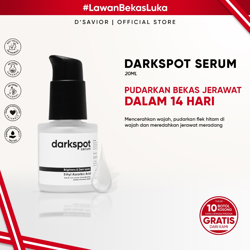Jual D'SAVIOR Darkspot Serum Ethyl Ascorbic Acid 20ml | Serum Wajah ...