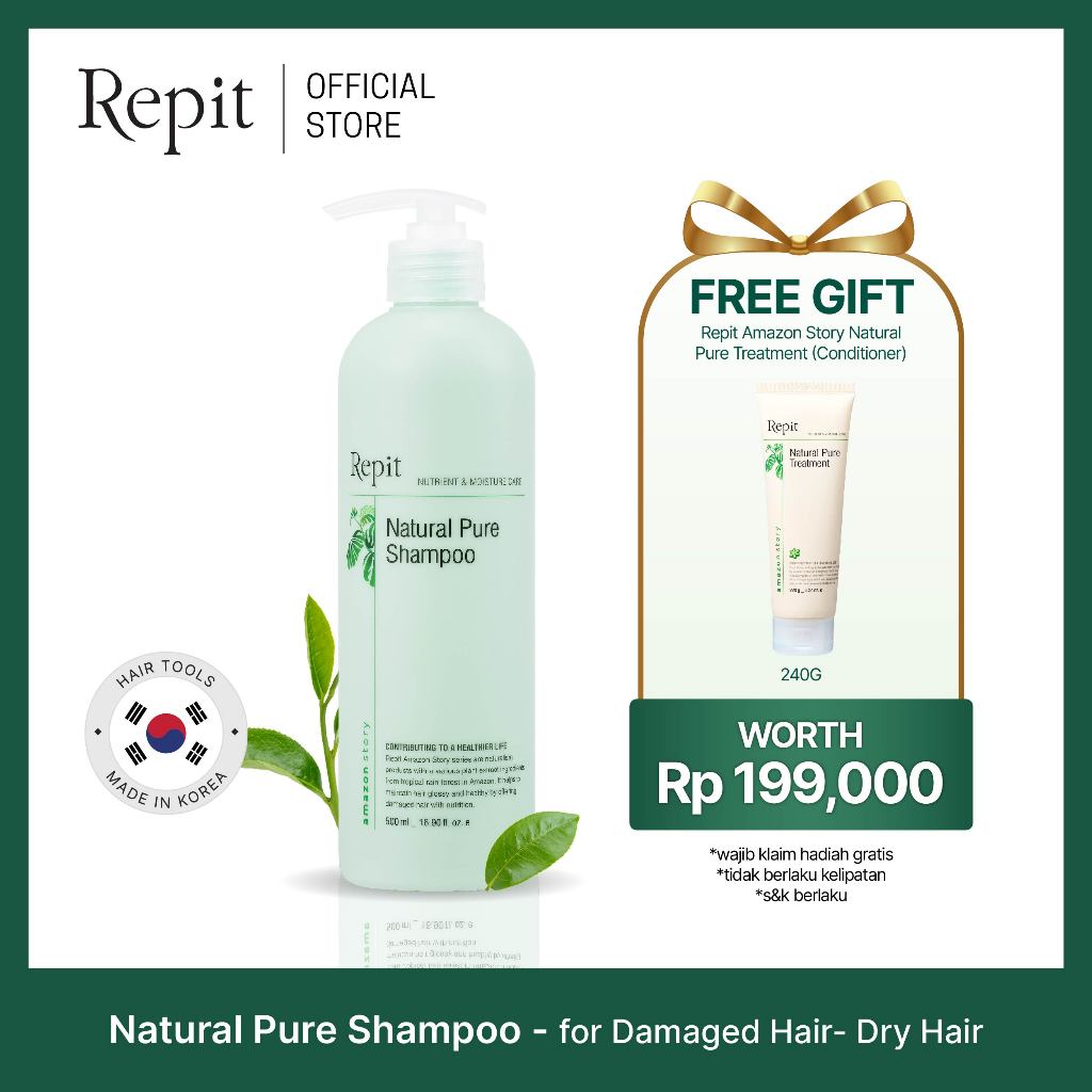 Jual Repit Amazon Story Natural Pure Shampoo for Frizzy, Dry & Damaged ...