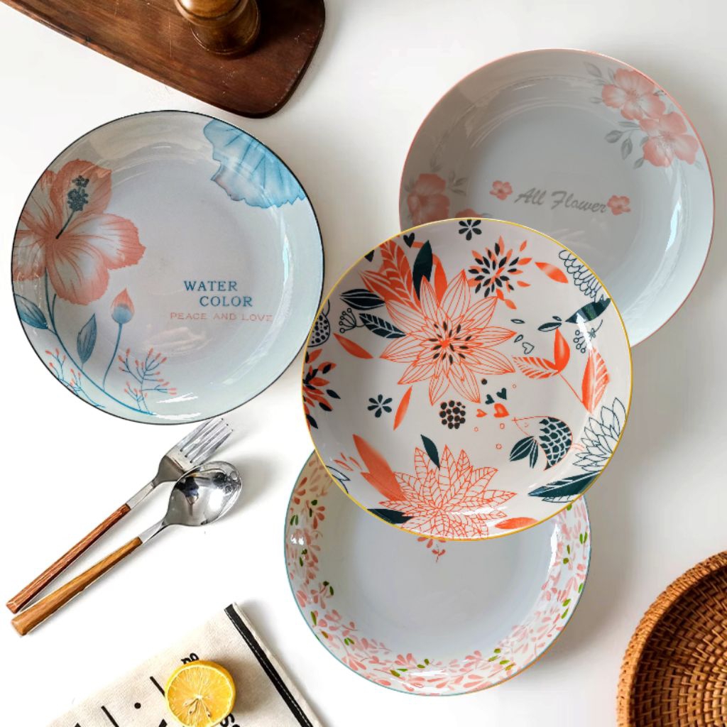 Jual Piring keramik aesthetic, piring motif jepang , piring makan ...