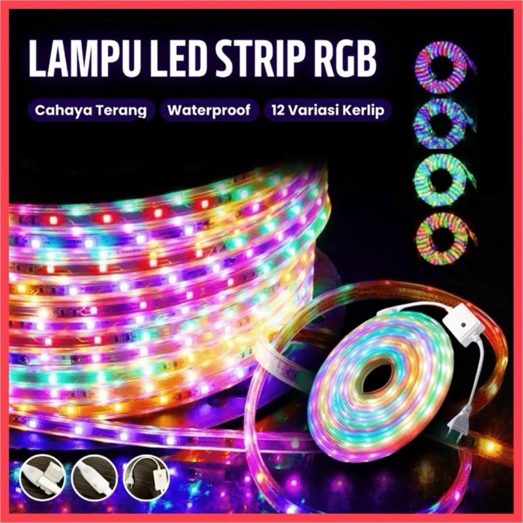 Jual Lampu LED Strip selang RGB 3528 2835 + adaptor outdoor lampu LED ...