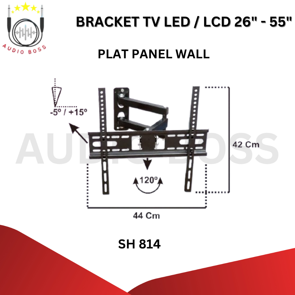 Jual Bracket TV LED Strip Panel Wall 26" -55" Inch - Black / Bracket TV ...