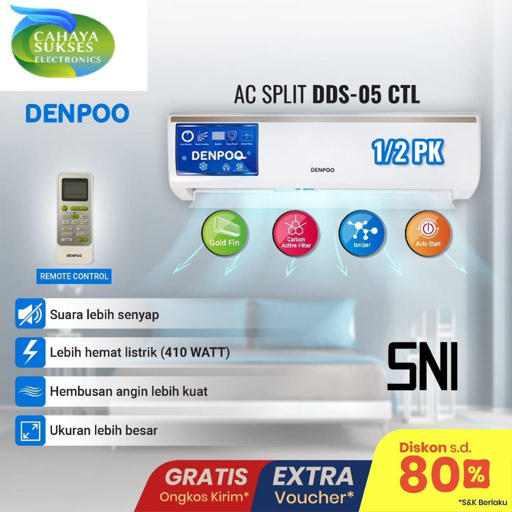 Jual Denpoo Ac Split Denpoo Freon R32 1/2pk - DDS 05CT LUAR KOTA ...