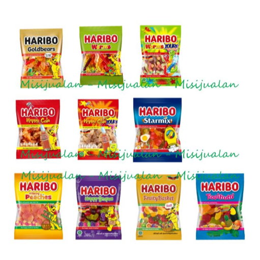 Jual Haribo Gummy Candy Permen 80g Worms Zour Tropifrutti Starmix Peach ...