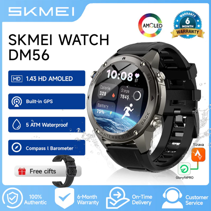 Jual skmei dm56 gps smartwatch Map 5ATM tahan air Smartwatch AMOLED ...