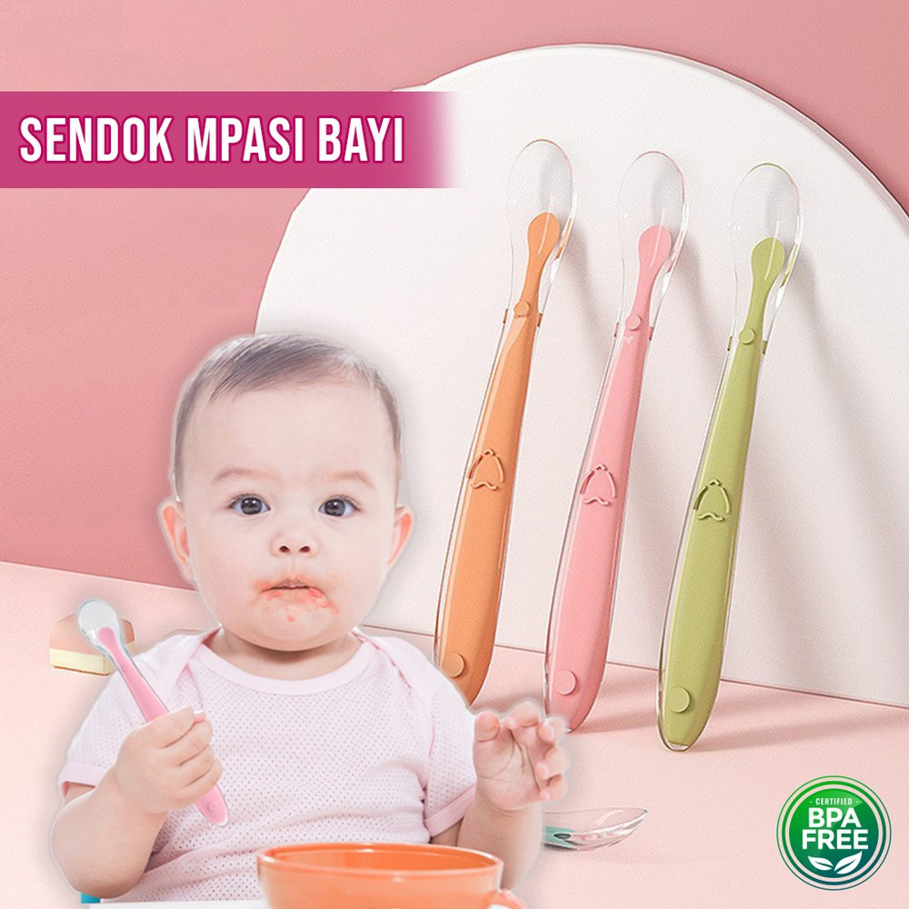 Jual EC Sendok Bayi MPASI Bahan Silikon Lentur Peralatan Makan Bayi BPA FREE / Baby Spoon Sendok ...