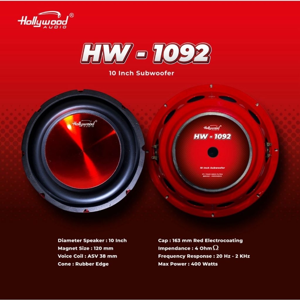 Jual SUBWOOFER HOLLYWOOD HW 1092 10 INCH DOUBLE COIL SUBWOOFER MOBIL ...