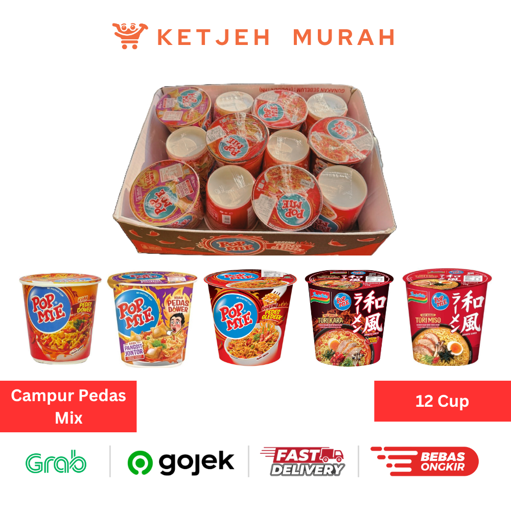 Jual Pop Mie Mie Instant Cup Jumbo Pedas MIX Campur Sesuka Hati 1 Dus ...