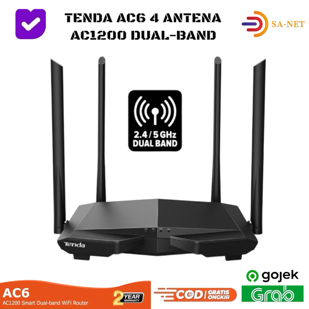 Jual TENDA AC6 AC1200 Smart Dual-Band WIFI Router (2,4Ghz ,5Ghz) 4 ...