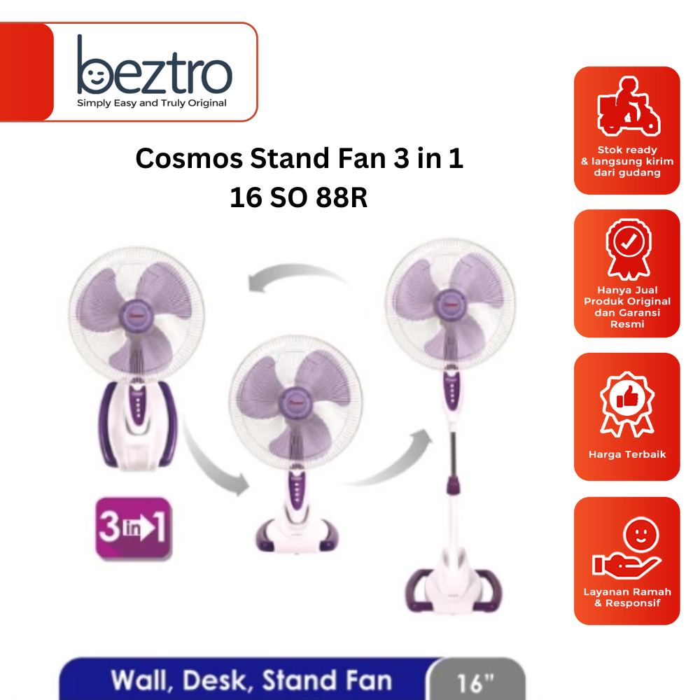 Jual Cosmos Stand Fan 16 inch 3in1 Remote - 16 SO 88R Kipas Angin ...