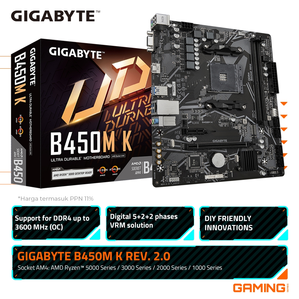 Jual Gigabyte B450M K rev 2.0 | Shopee Indonesia