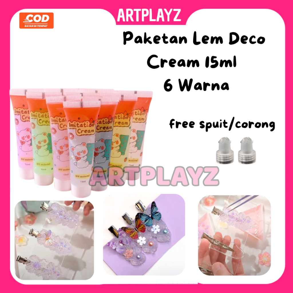Jual ALL WARNA Lem Deco Cream Glitter Transparan 15ML ( 6 Warna) free ...