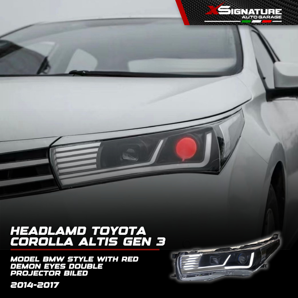 Jual HEADLAMP TOYOTA COROLLA ALTIS GEN 3 (2014-2017) UPGRADE MODEL BMW ...