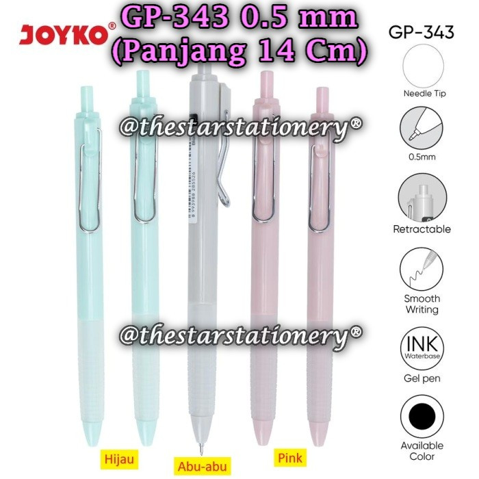 Jual (1 Biji) Bolpen JOYKO GP-343 Pasuteru Gel 0.5 mm Gel Pen Pulpen Pena Joyko GP-343 0.5 mm (1 ...