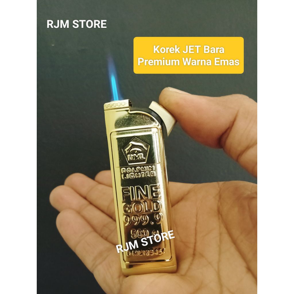 Jual Korek Api Gas Bara Jet Metal Gold Emas Dolphin/ Korek Antik Keren ...