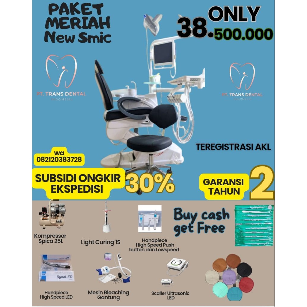 Jual NEW DENTAL UNIT SMIC/DENTAL CHAIR COMPLETE FULL ELECTRIC LAMPU LED ...