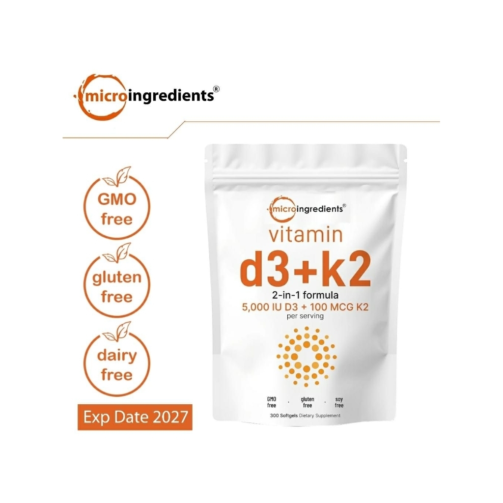 Jual Micro ingredients vitamin D3+k2 5000 IU isi 300 softgels | Shopee ...