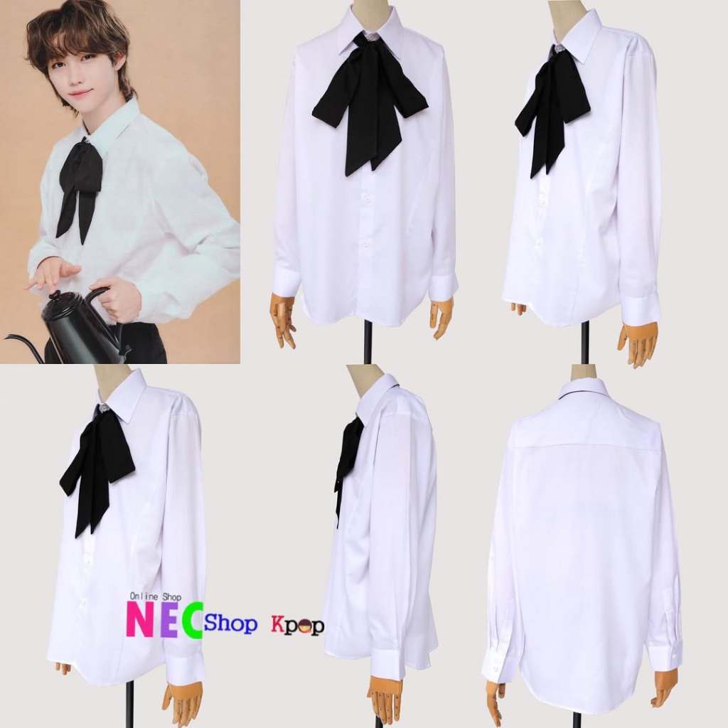 Jual Stray Kids FELIX bow black Shirt - white | Shopee Indonesia