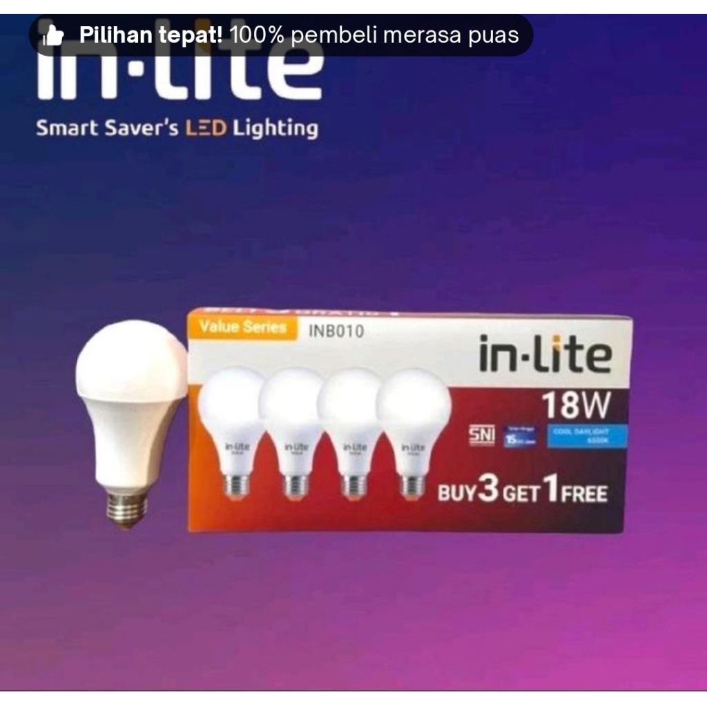 Jual Lampu Bohlam LED INLITE IN LITE 18 W Watt Value Series INB010 ...