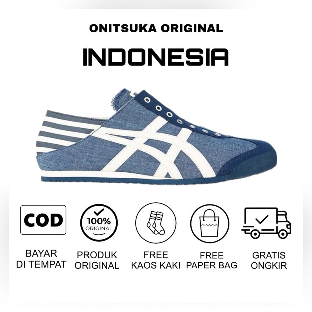 Jual Sepatu Onitsuka Slip On Mexico 66 Paraty blue jeans Septu Pria ...