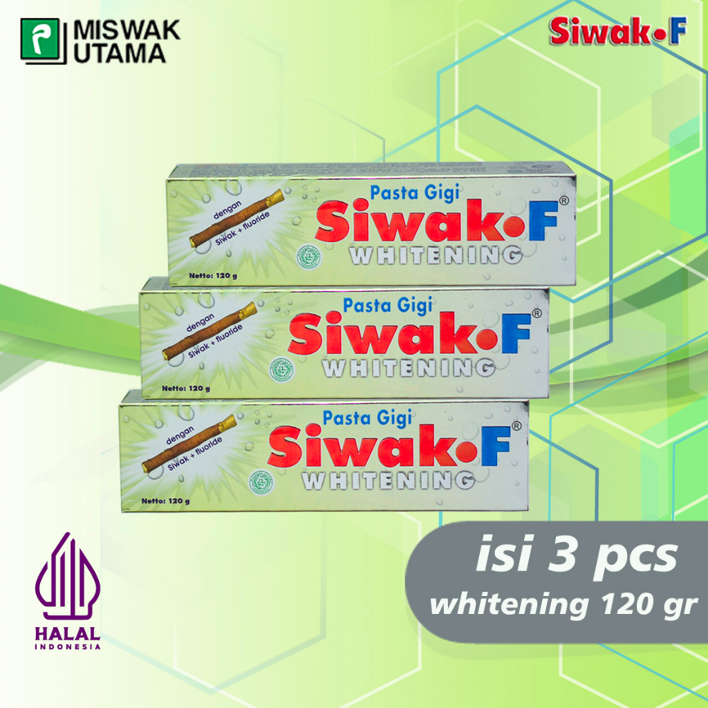 Jual Pasta Gigi Siwak F Whitening 3x120 Gram Halal Toothpaste | Shopee ...