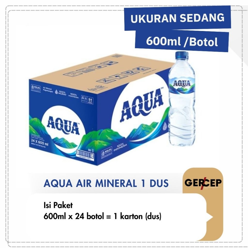 Jual Aqua 600ml 1 Dus / Aqua Botol Sedang (isi 24 botol) | Shopee Indonesia
