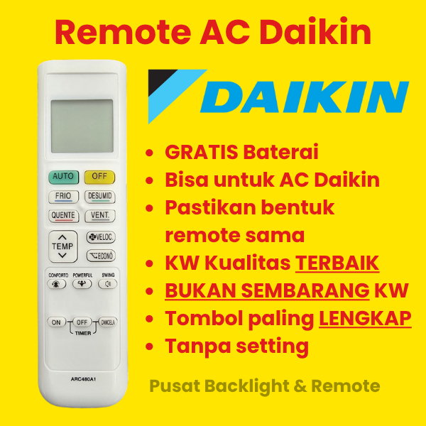Jual REMOTE REMOT AC DAIKIN ARC480A1 ARC480A33 ARC480A21 ARC | Shopee ...