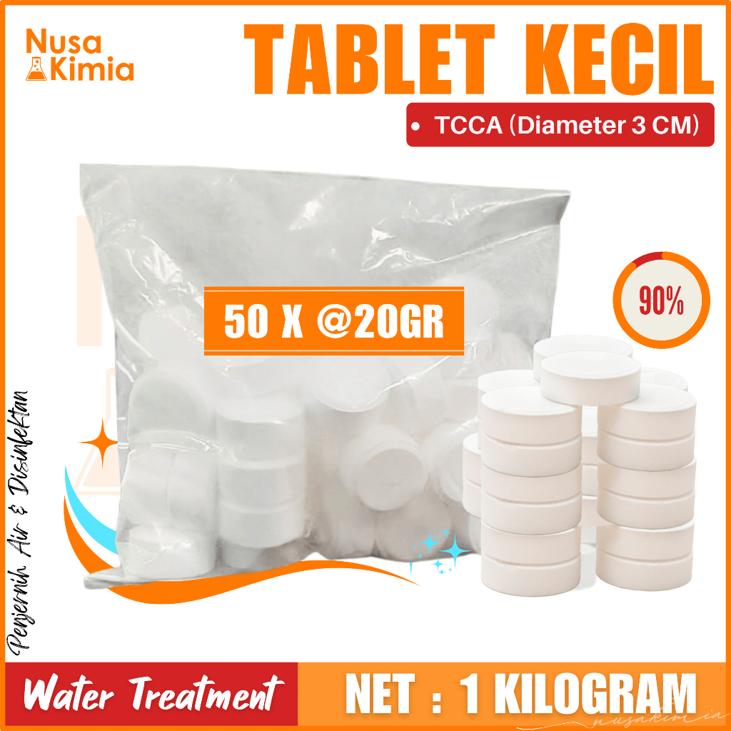 Jual Tablet Kecil TCCA 1 KG [Isi 50 Tablet] - Penjernih Air Sumur ...