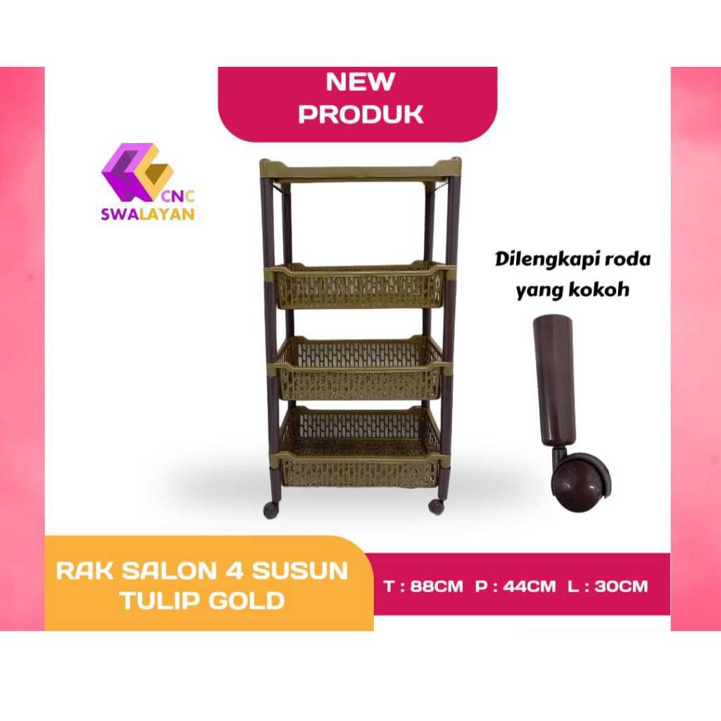 Jual (US) Rak Plastik 4 Susun TULIP GOLD / Rak Salon 4 Tingkat Dengan ...