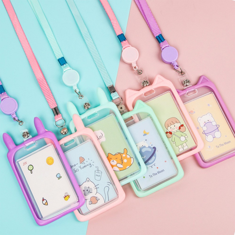 Jual EC Name Tag ID Card Holder Karakter Kucing Gantungan Kartu Nama ...