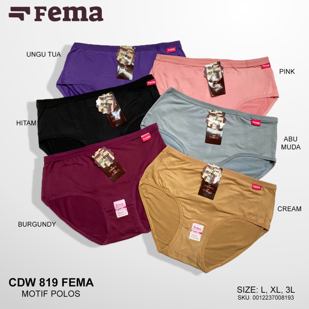 Jual [PROMO LIVE] Fema Official Shop SETENGAH LUSIN 6 pcs CD Wanita 819 Polos Super Soft ...