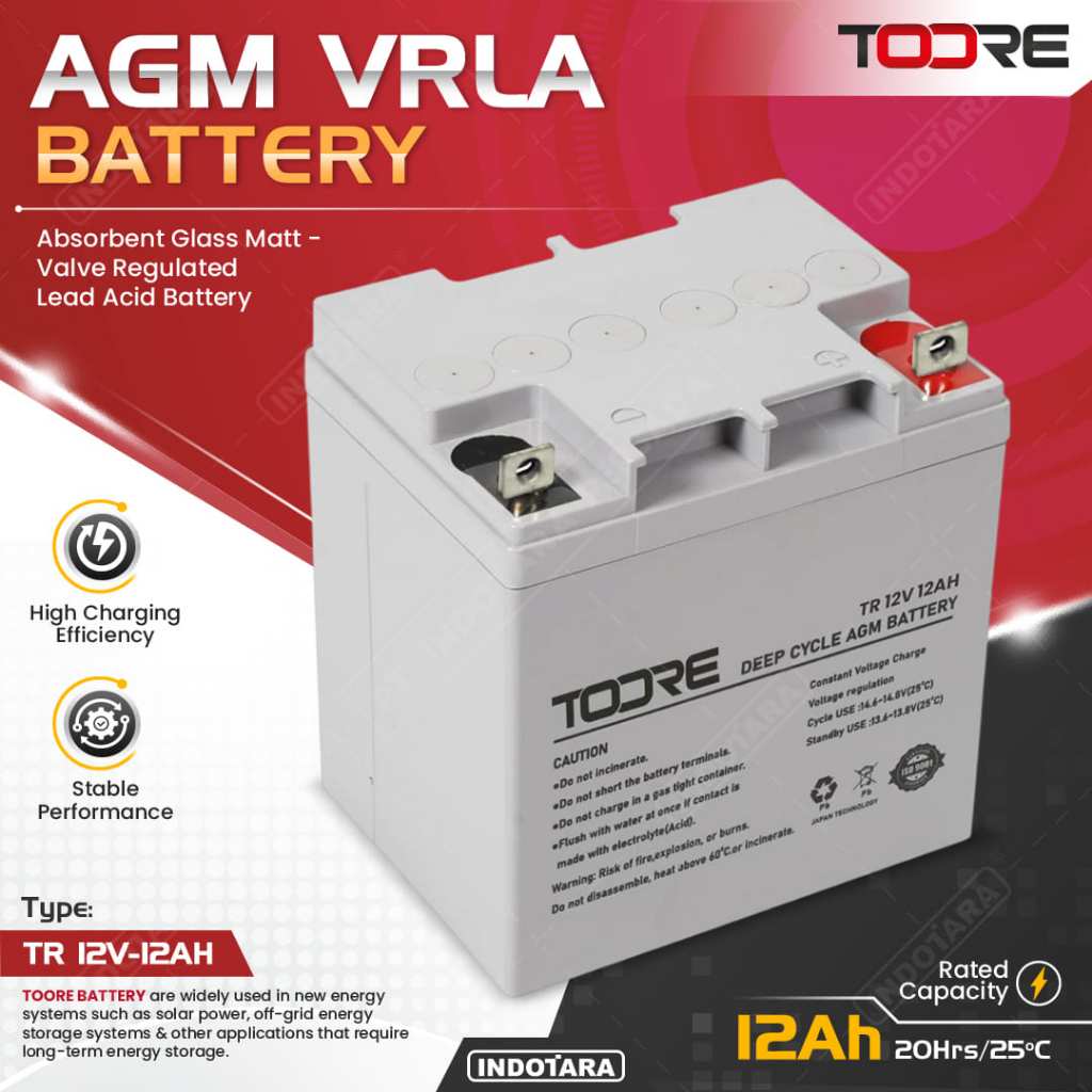 Jual Toore Aki Baterai AGM VRLA 12V 12AH - 12V 65AH For UPS | Shopee ...